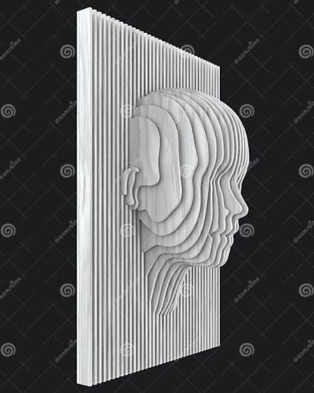 Parametric Wood Panel - Human Head - Horizontal. 3D Rendering Stock ...
