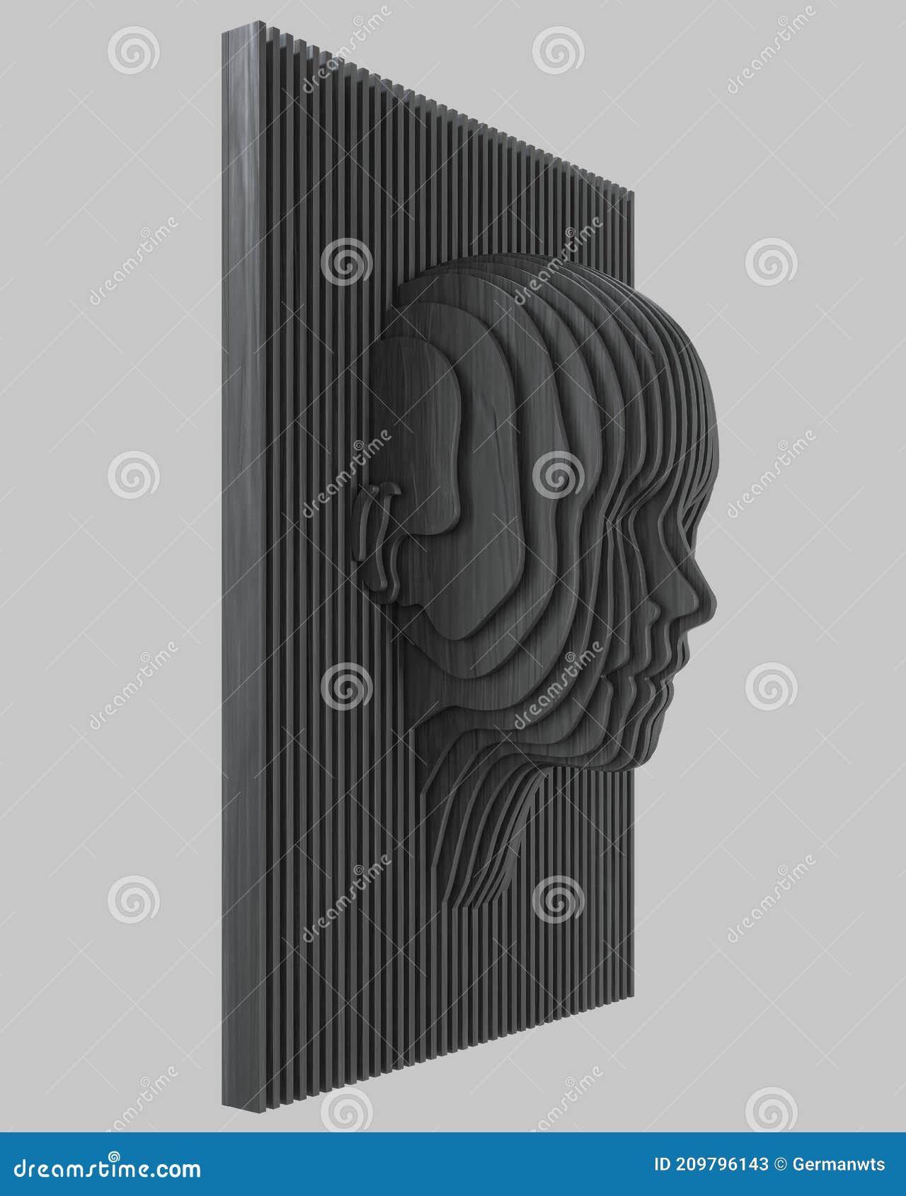 Parametric Wood Panel - Human Head - Horizontal. 3D Rendering Stock ...