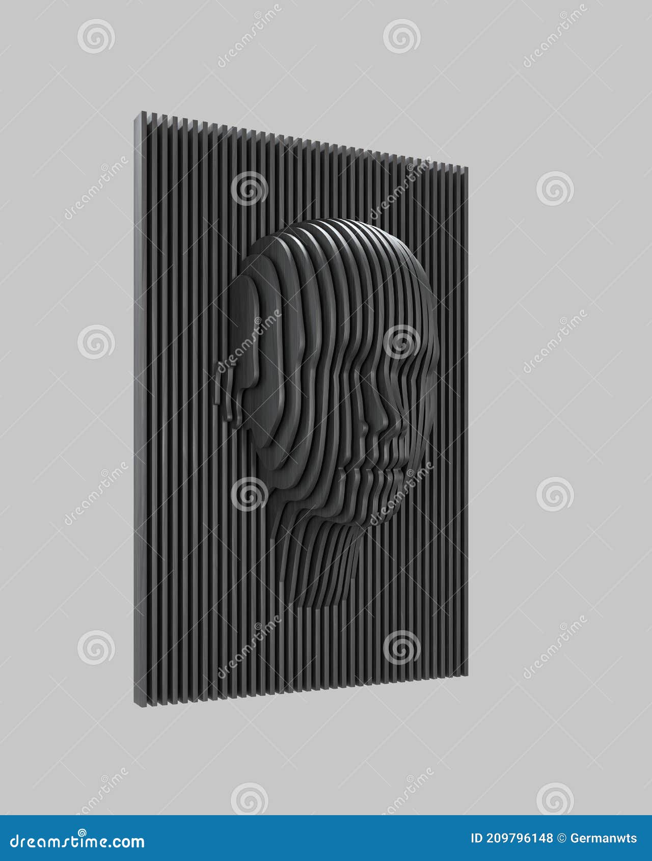 Parametric Wood Panel - Human Head - Horizontal. 3D Rendering Stock ...