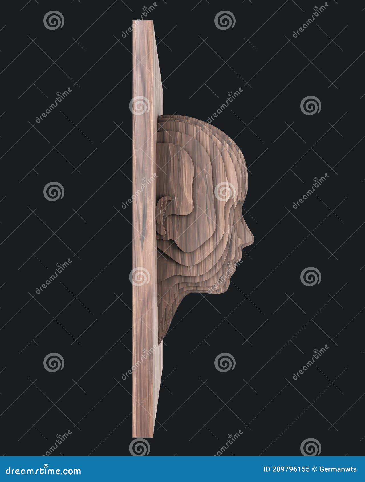 Parametric Wood Panel - Human Head - Horizontal. 3D Rendering Stock ...