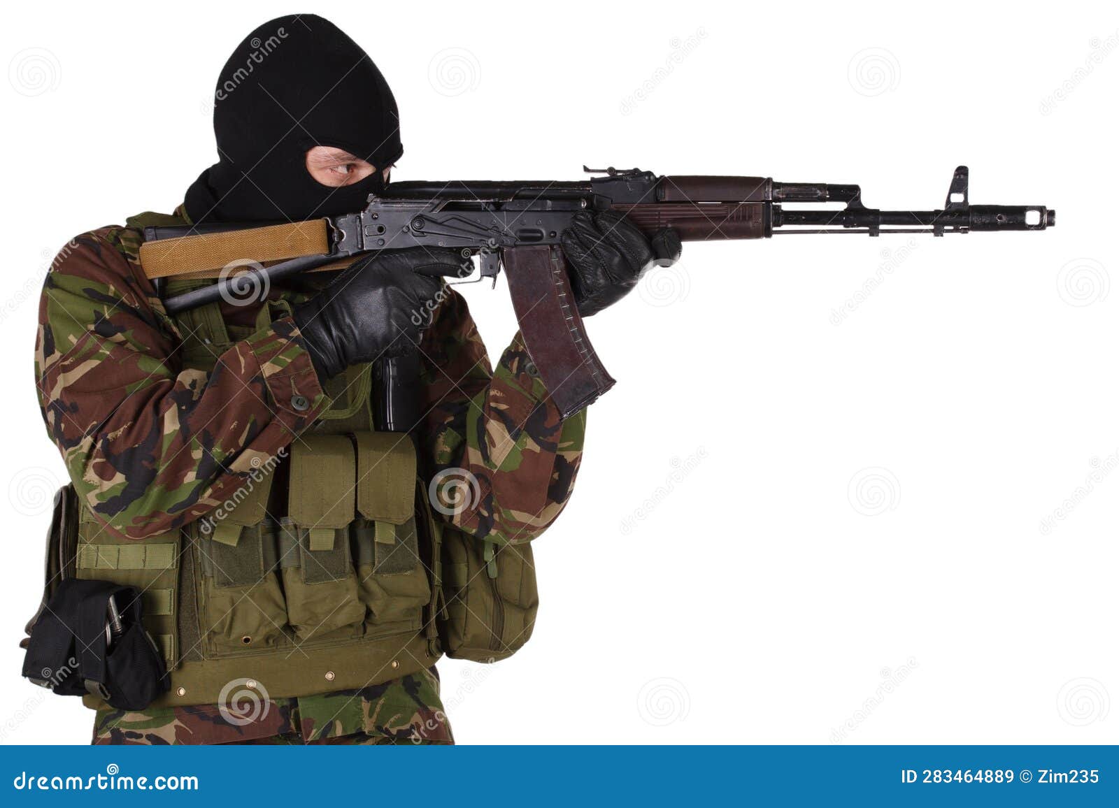 Paramilitary Soldier Fire Kalashnikov Gun Stock Image - Image of ...