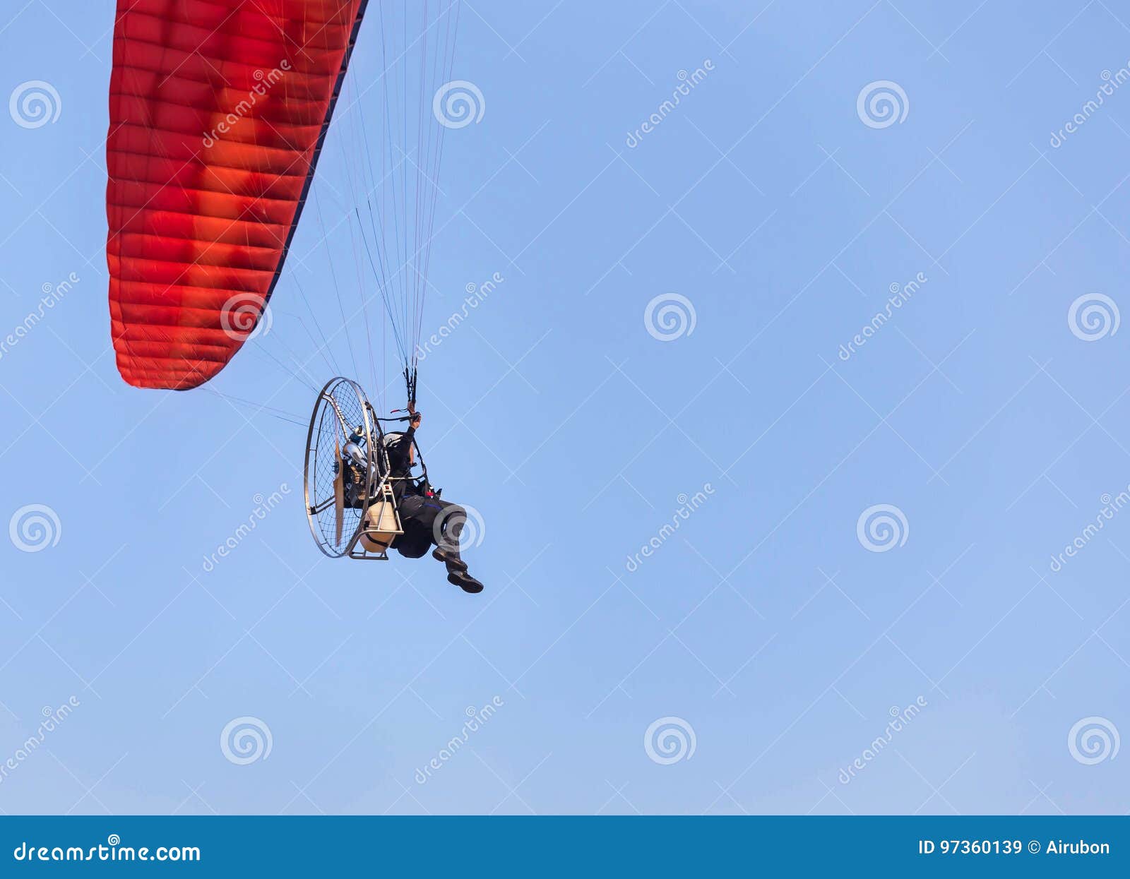 Paramotor Flying On Blue Sky Background Royalty-Free Stock Photography ...