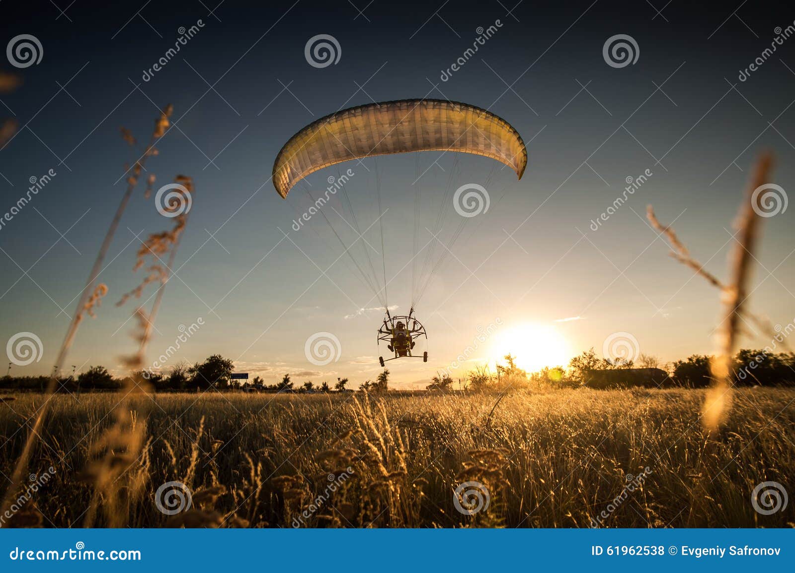 Paramotor / Paraglider Flying Stock Photo - Image of view, gliding ...