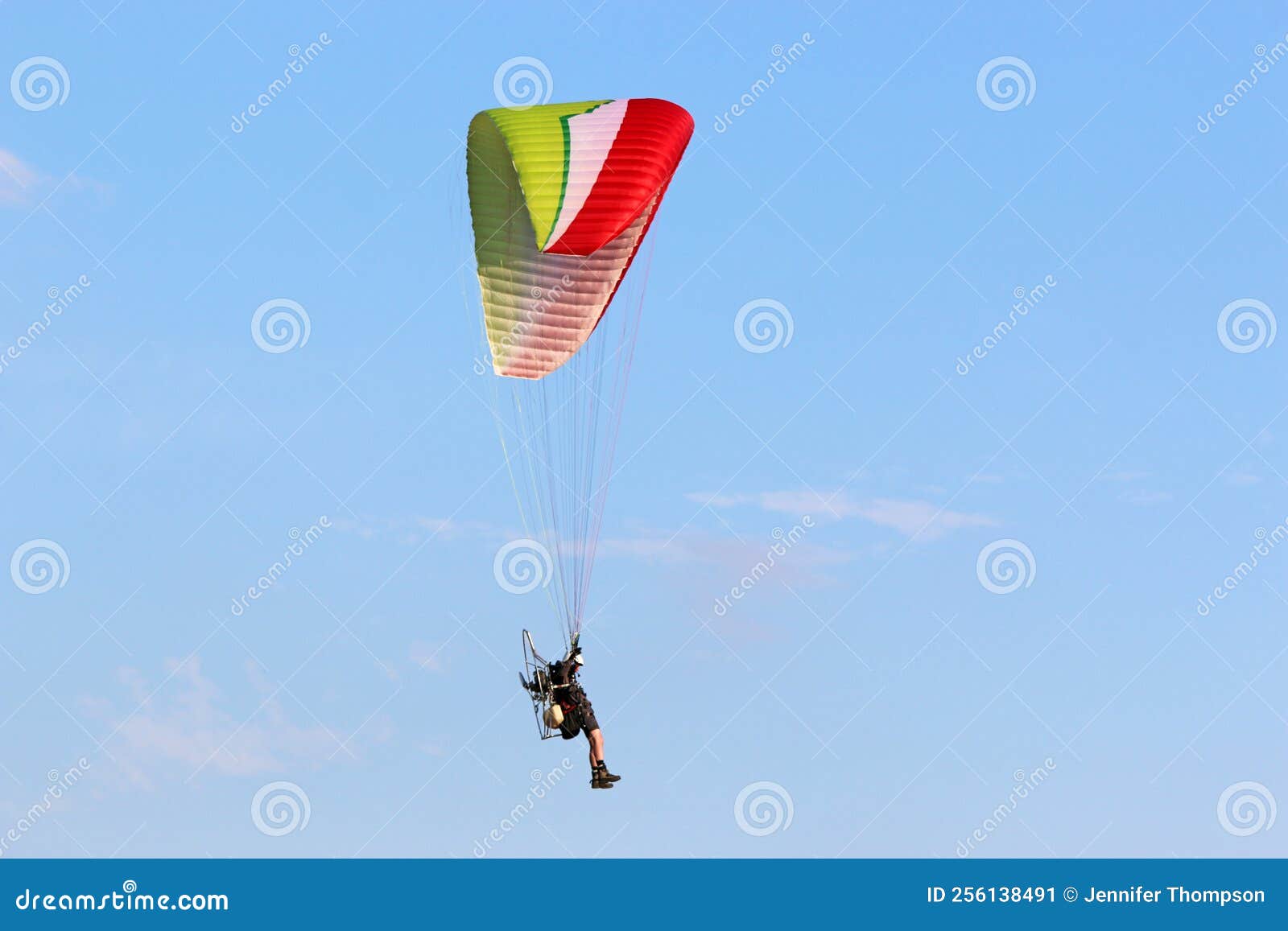 Paramotor Pilot Flying in a Blue Sky Stock Image - Image of flight ...
