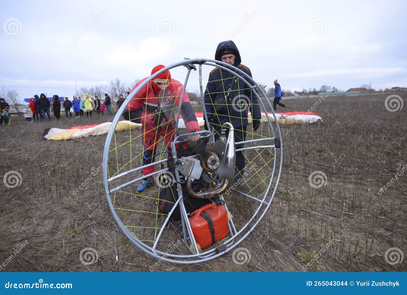 Paramotoring. Man Paramotorist Preparing Paramotor for Flight. Kyiv ...