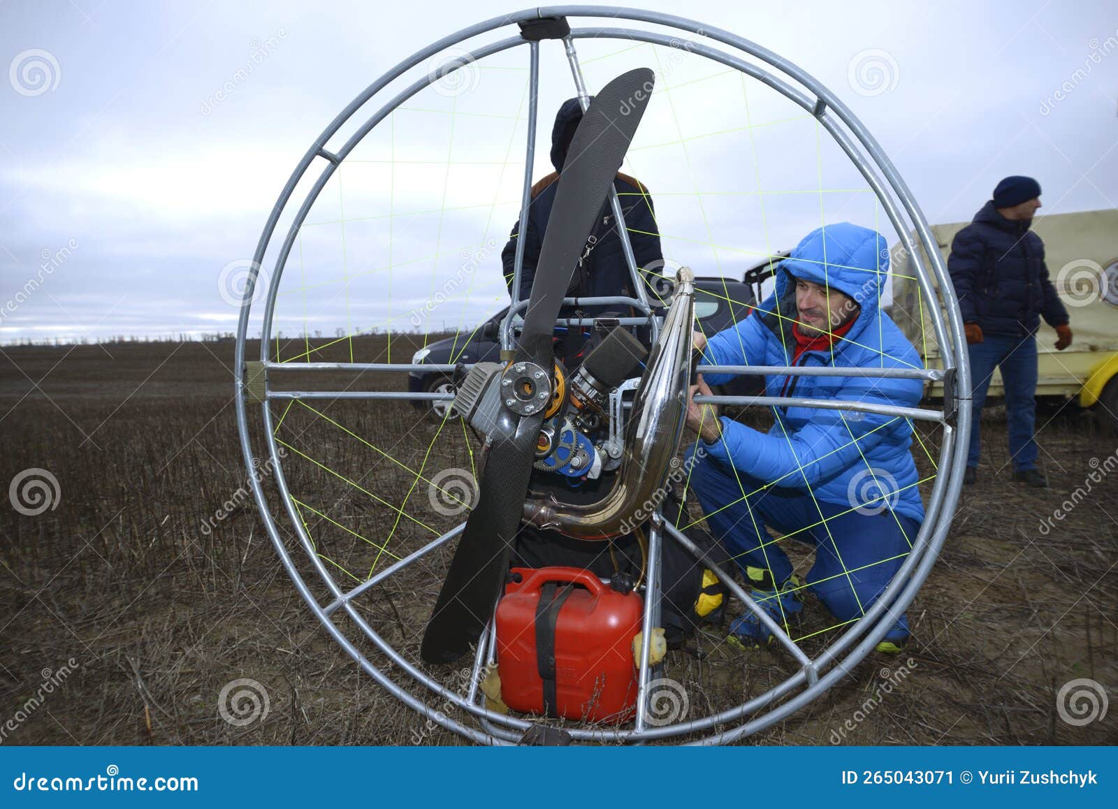 Paramotoring. Man Paramotorist Preparing Paramotor for Flight. Kyiv ...