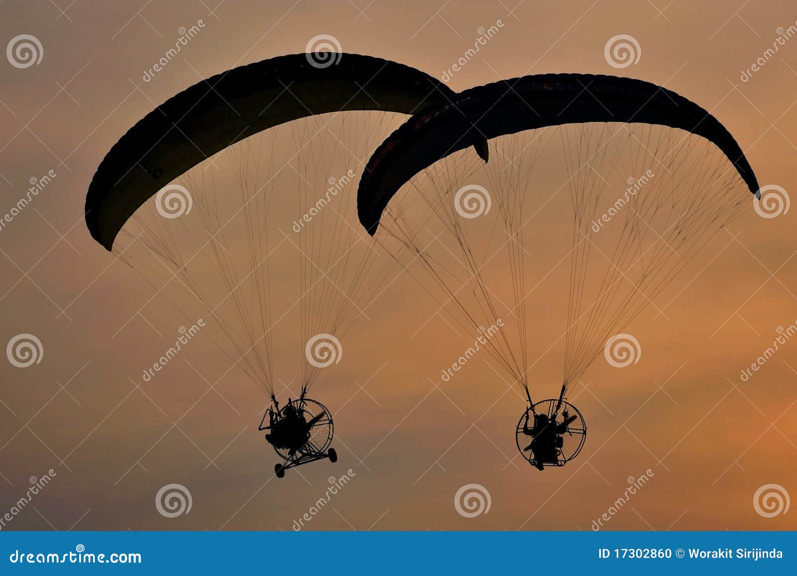 Paramotors Silhouette stock photo. Image of orange, danger - 17302860