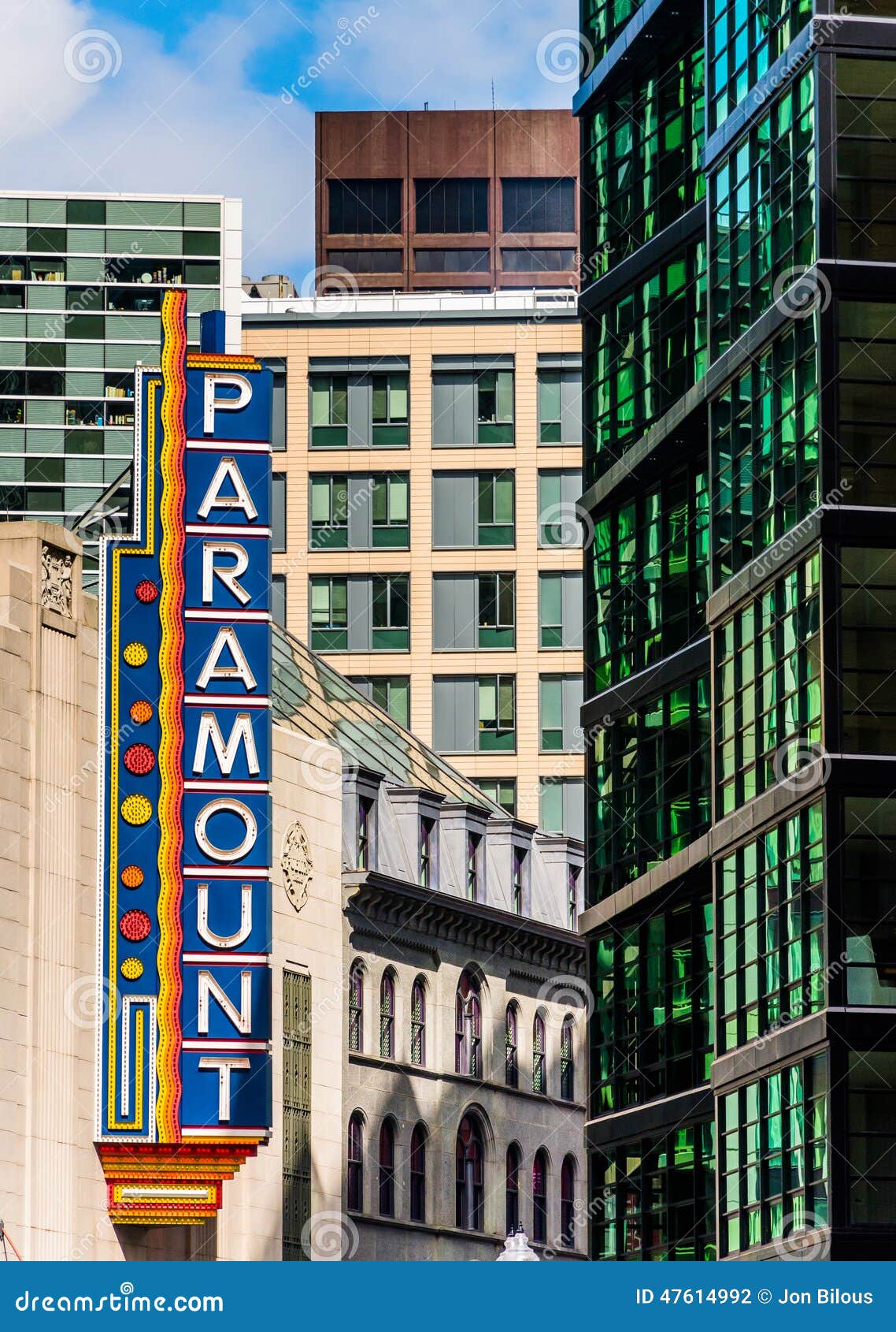 Paramount Sign, and Buildings in Downtown Boston, Massachusetts ...