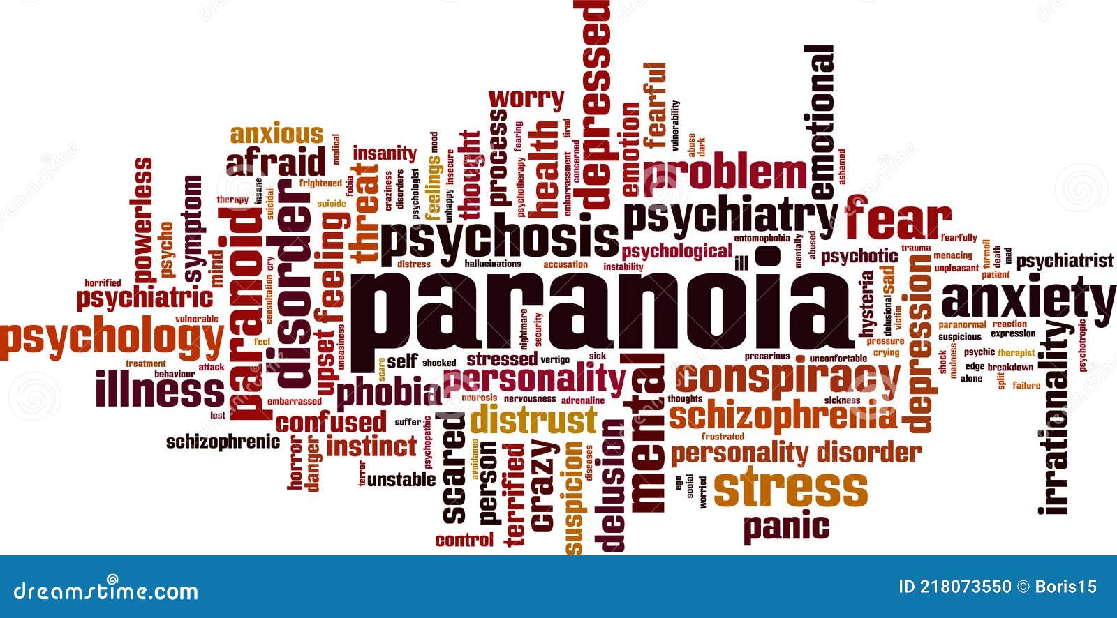 Paranoia word cloud stock vector. Illustration of psychosis - 218073550