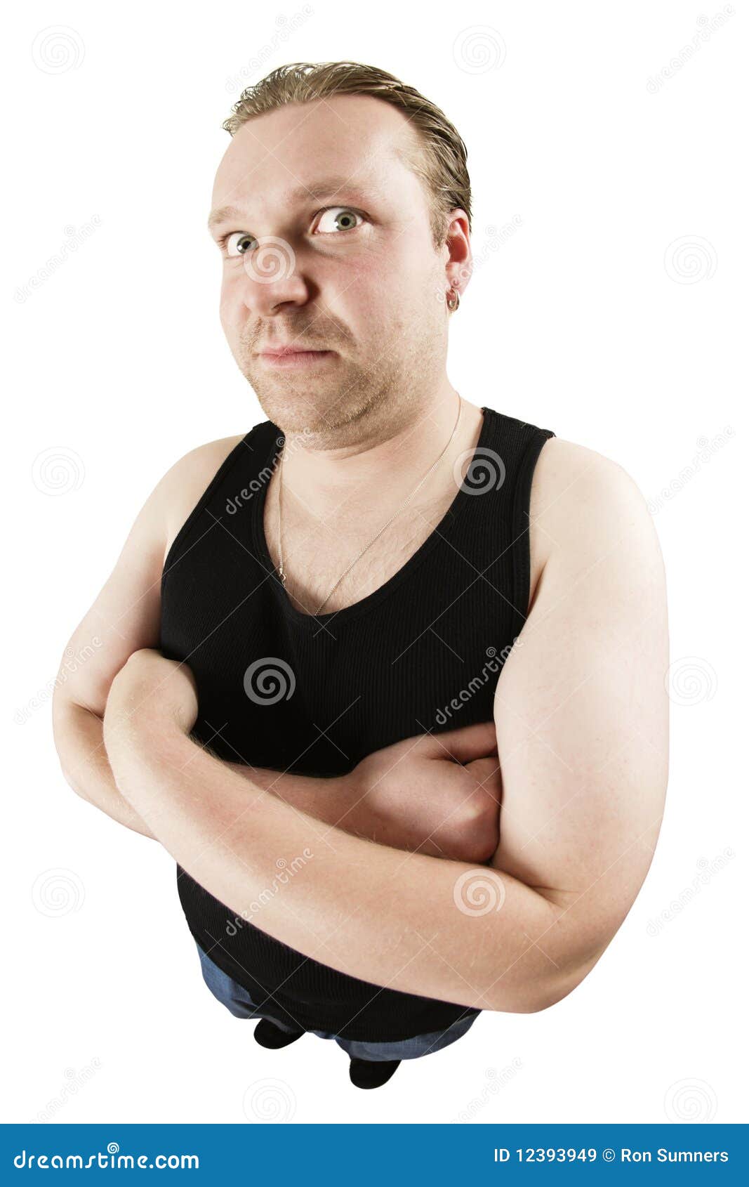 Paranoid Man with Arms Crossed Stock Image - Image of eyes, macho: 12393949
