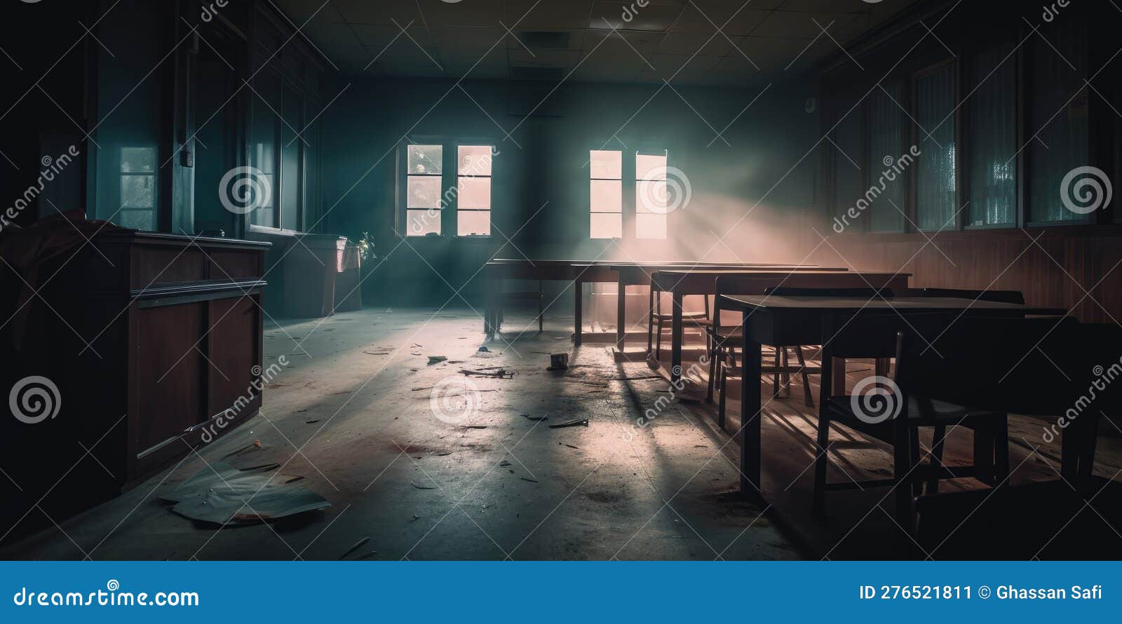 Paranormal Activity Inside an Empty School Classroom Stock Image ...