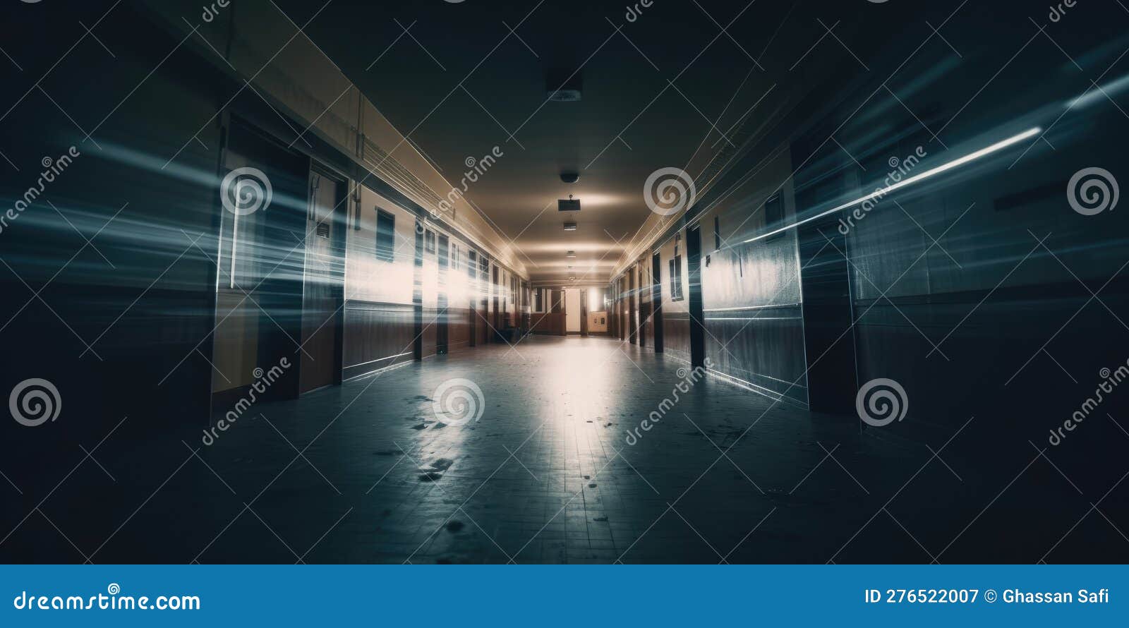 Paranormal Activity Inside an Empty School Corridor at Night Time Stock Image - Image of inside ...