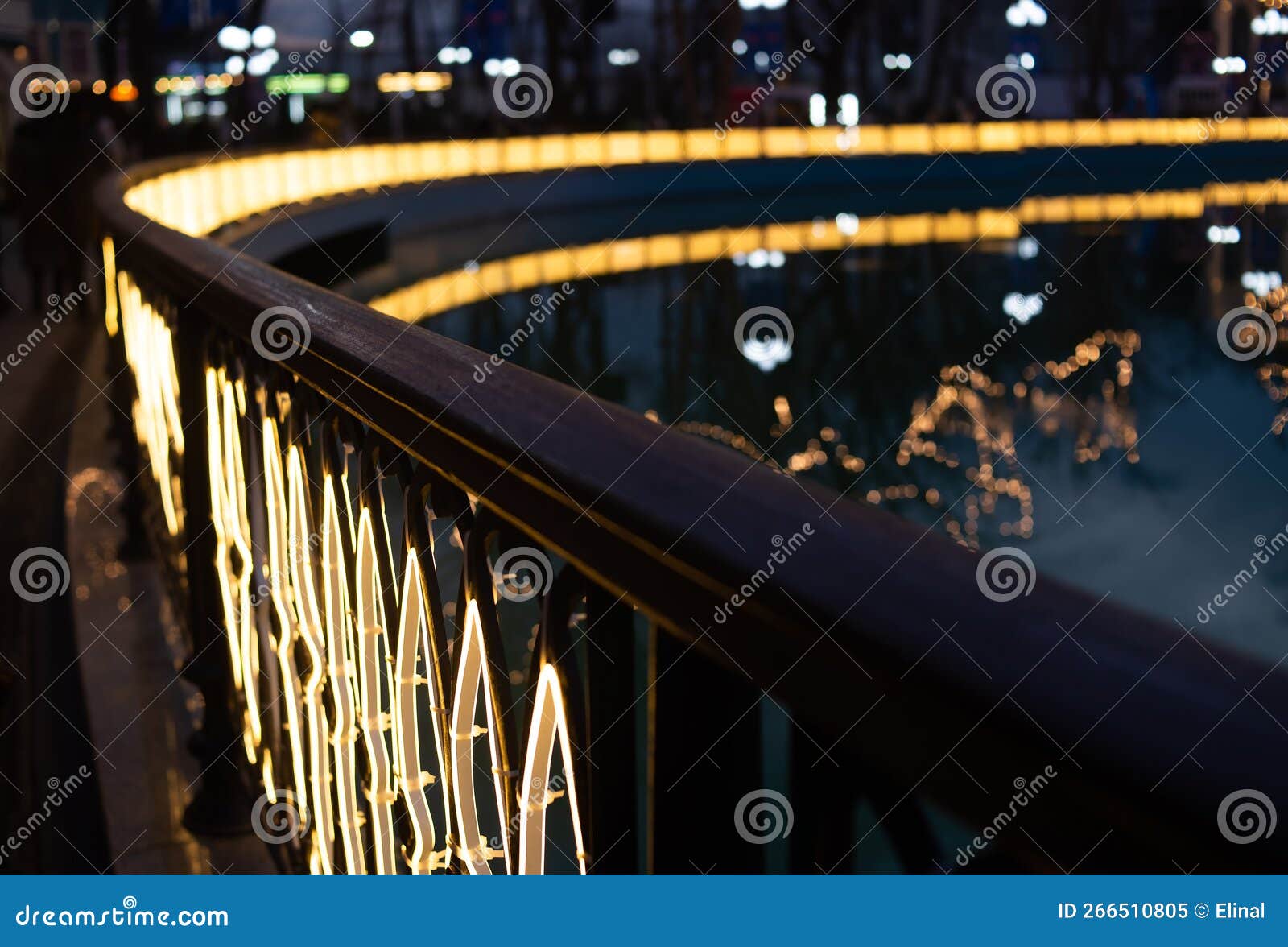 Parapet, Railing Illuminated. Bright Light Background. Night Stock ...