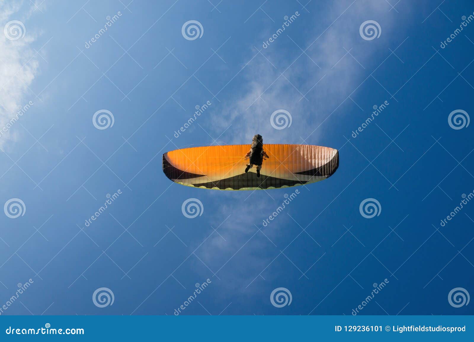 Person Flying on Paraplane Blue Sky on Background Ukraine Crimea Stock ...
