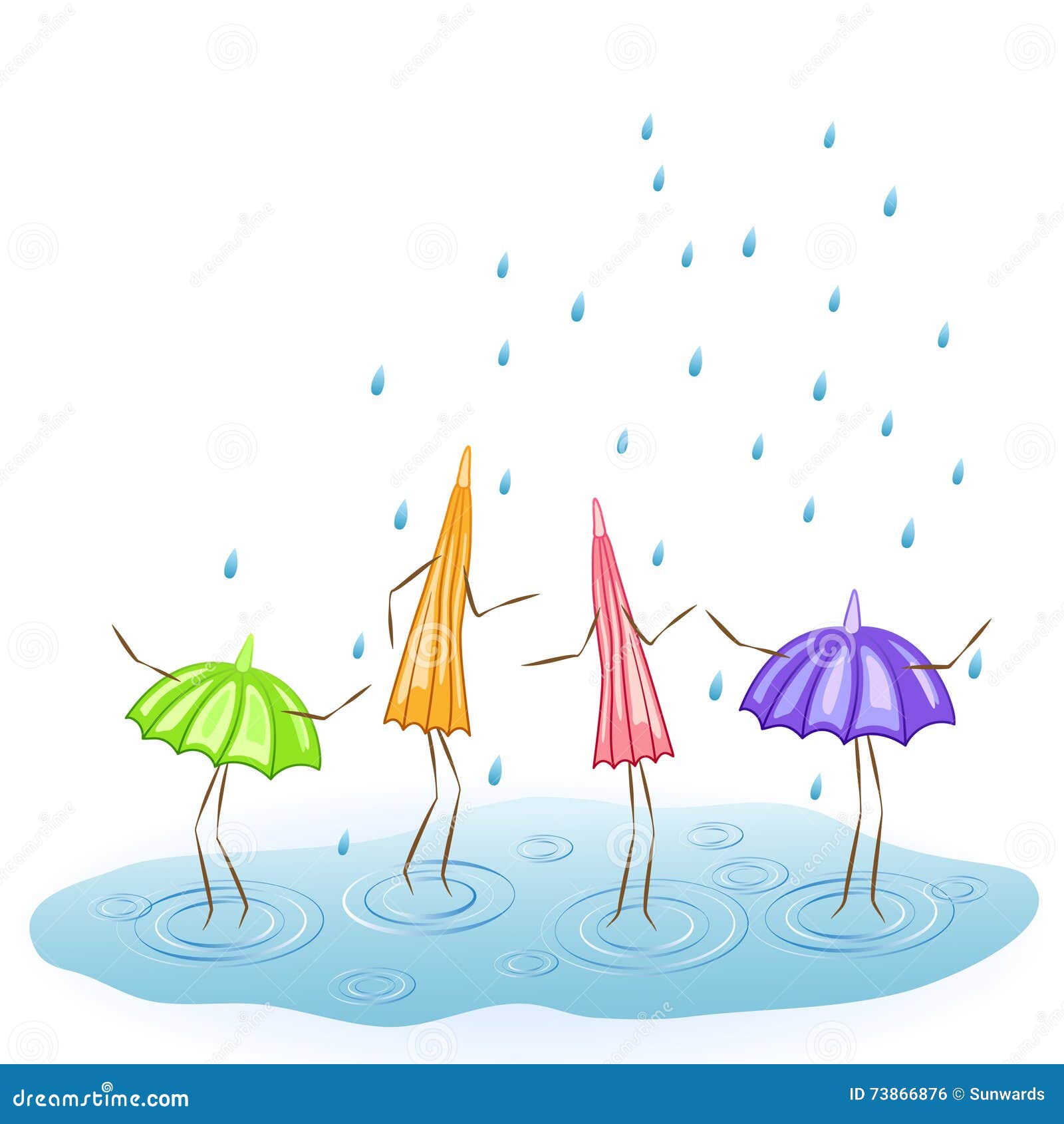 Paraplu Die in De Regen Dansen Vector Illustratie - Illustration of ...