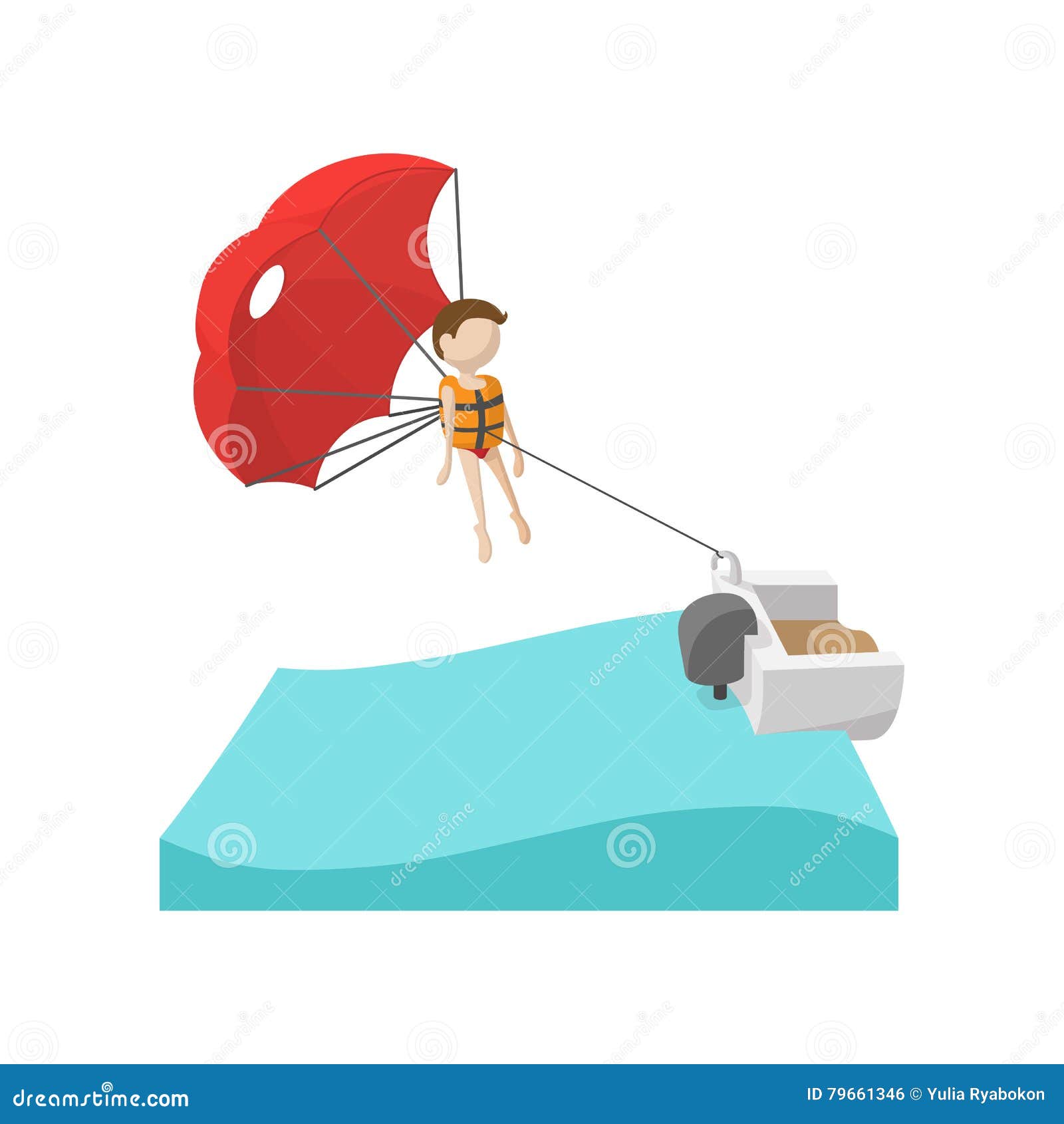 Parasailing cartoon icon stock vector. Illustration of action - 79661346