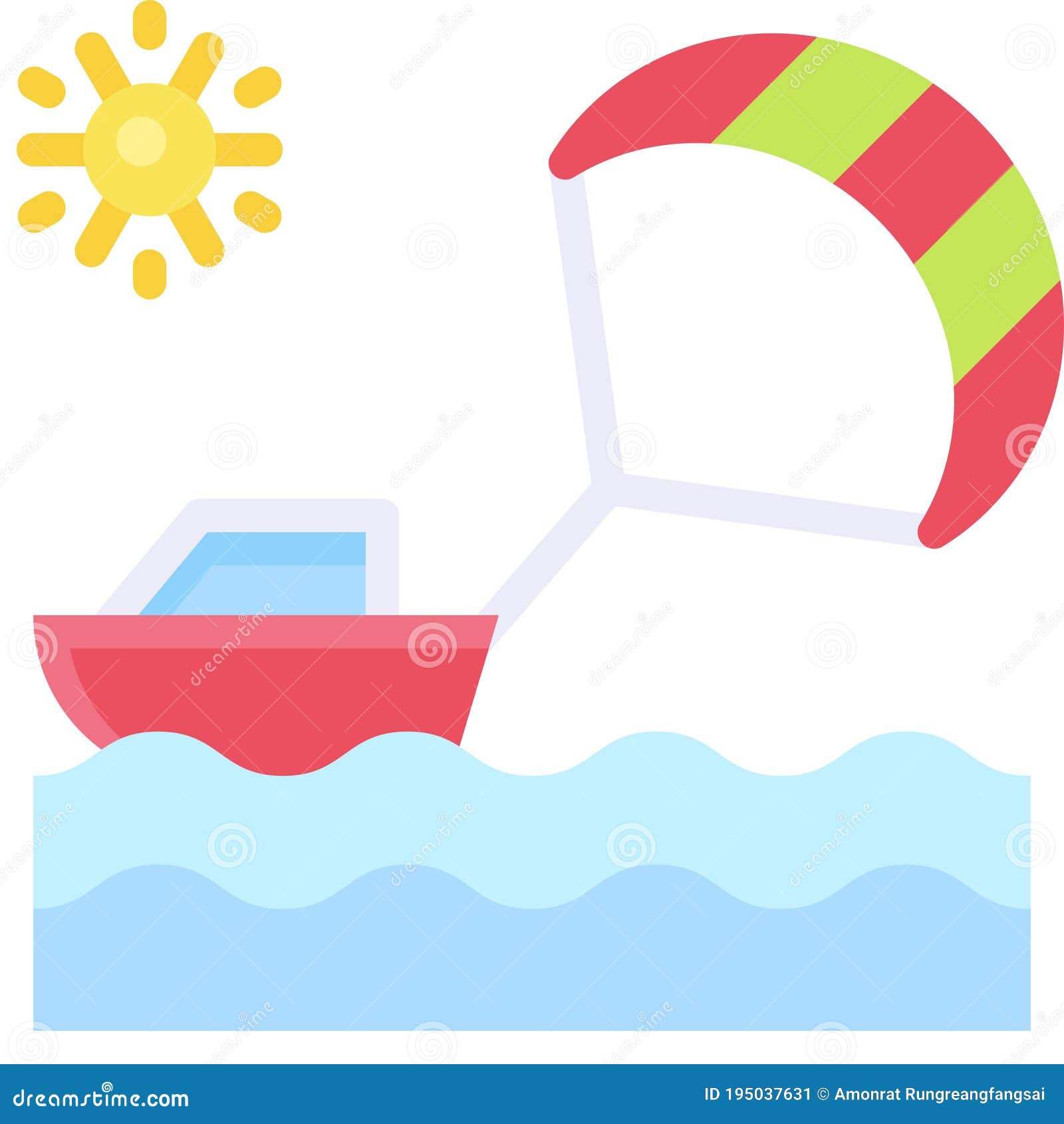 Parasailing or Parakiting Icon, Summer Vacation Related Vector Stock ...