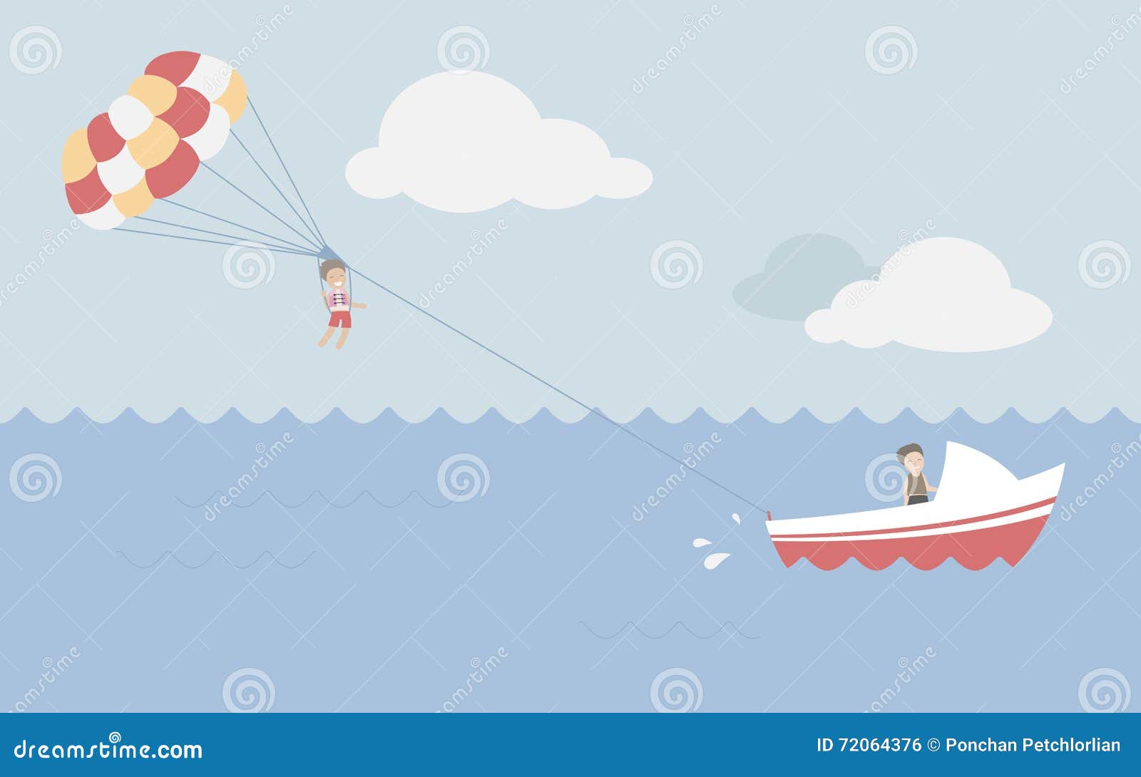 Parasailing in summer stock illustration. Illustration of vacation ...