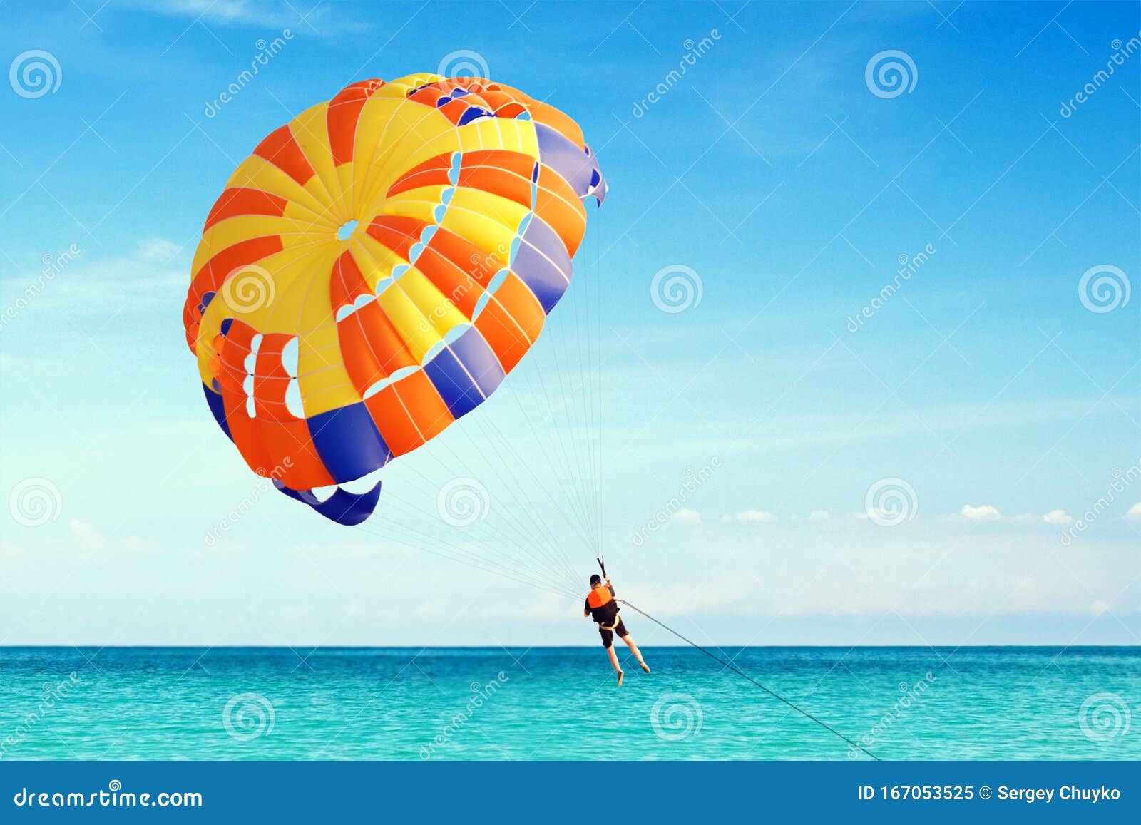 Parasailing on Tropical Beach. Stock Image - Image of active, flight ...