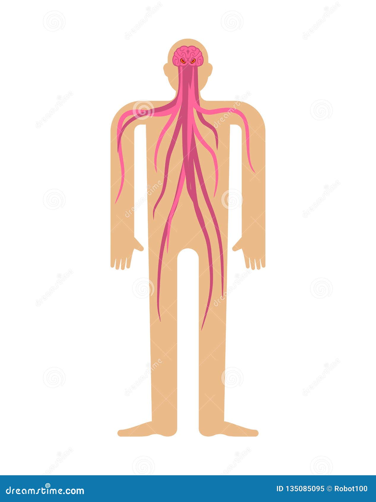 Brain With Tentacles. Monster Space Invader. Parasite Alien From Space ...