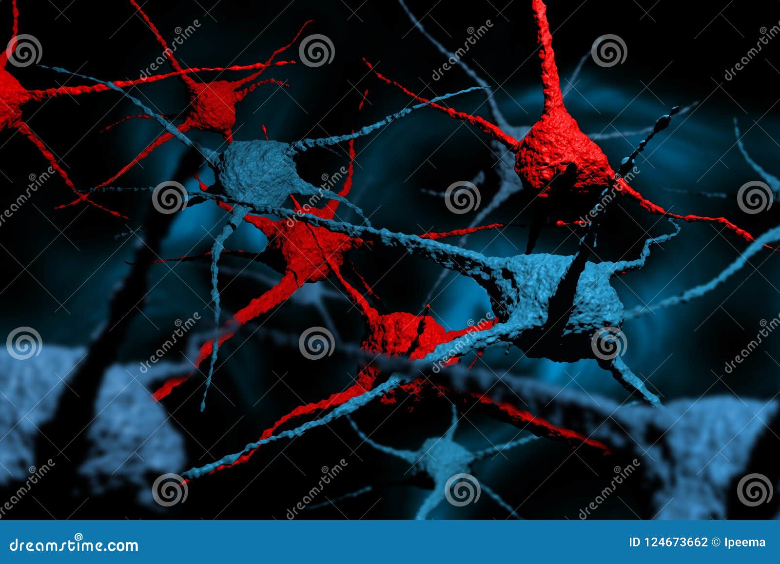Parasites, Human Pathogenic Microbes on Blue Background. 3D Render ...