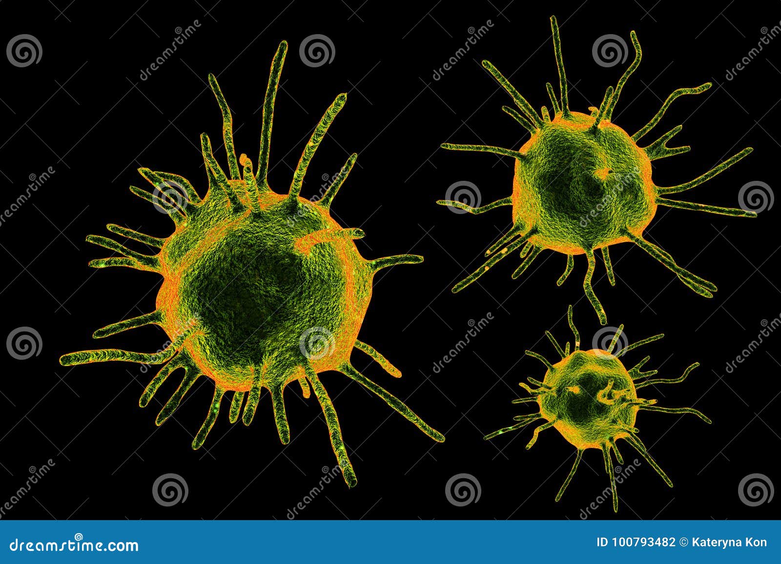 Parasites, Human Pathogenic Microbes On Blue Background. 3D Render ...