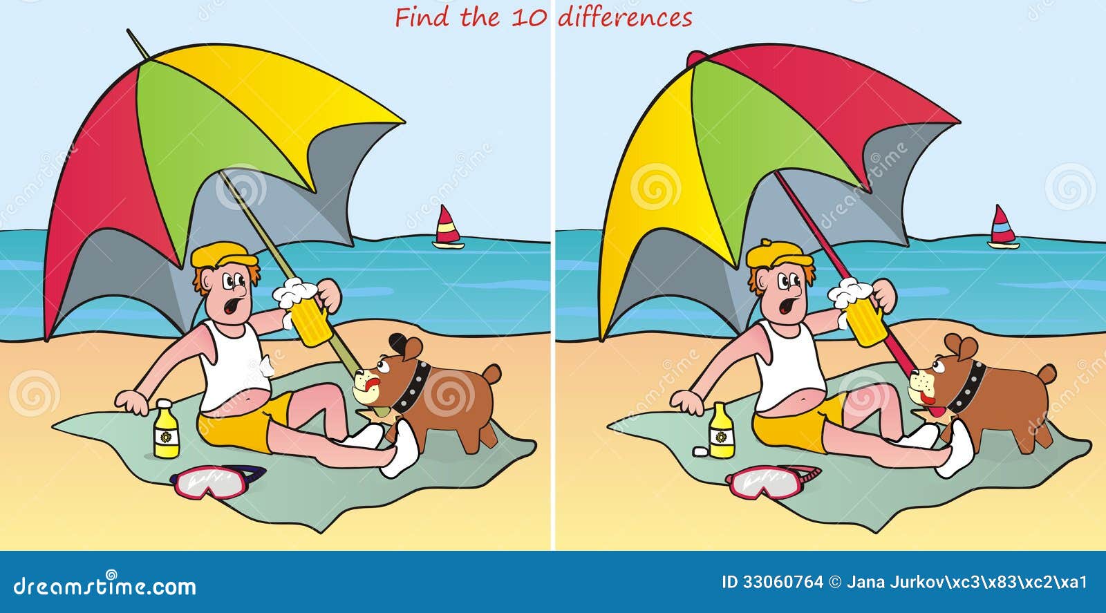Parasol-find 10 Differences Stock Images - Image: 33060764