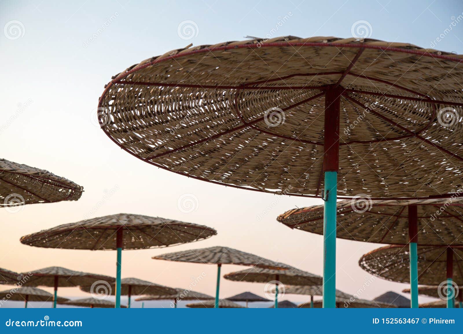 Parasol on sandy beach stock image. Image of coast, scenic - 152563467