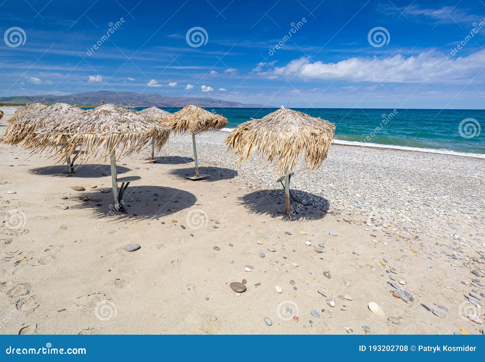 Parasols At Maleme Beach On Crete Royalty-Free Stock Photo ...