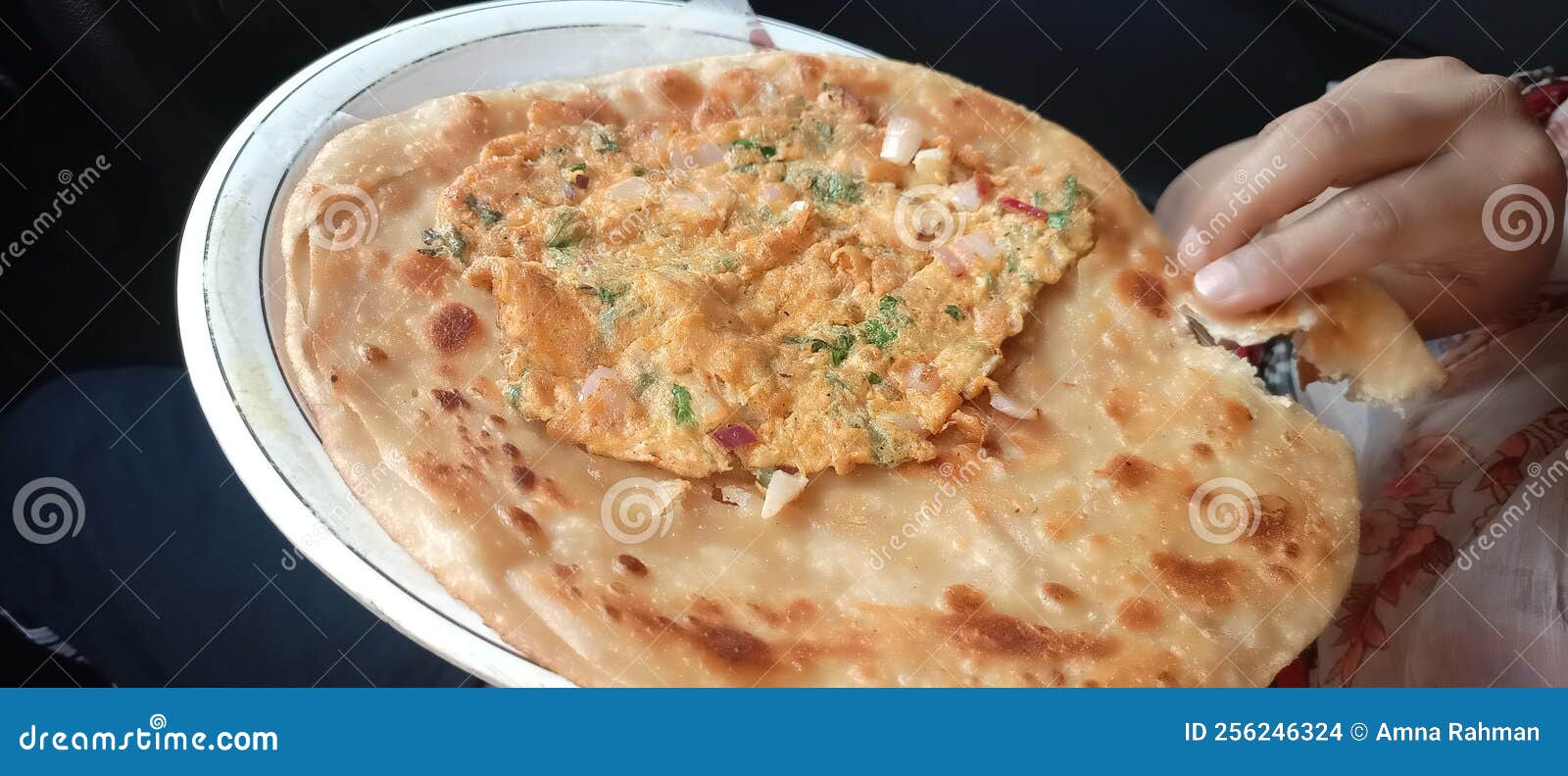 Paratha and omelette stock photo. Image of meat, breakfast - 256246324