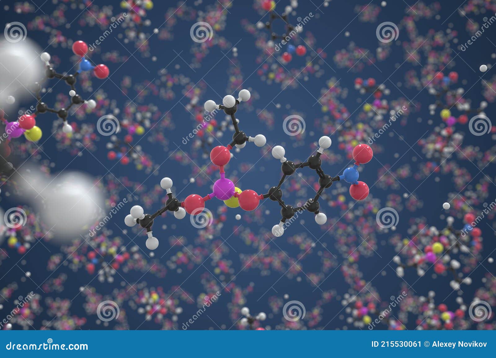 Parathion Molecule, Ball-and-stick Molecular Model. Chemical 3d ...