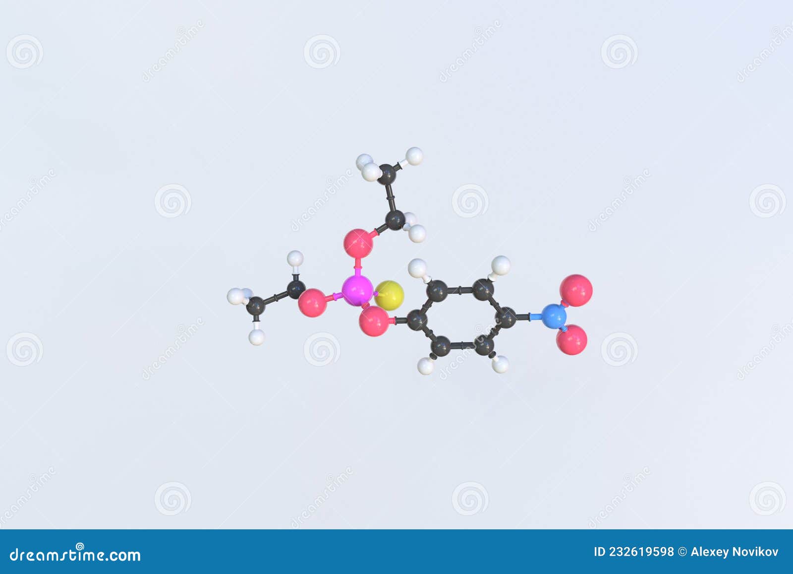 Parathion Molecule, Isolated Molecular Model. 3D Rendering Stock ...