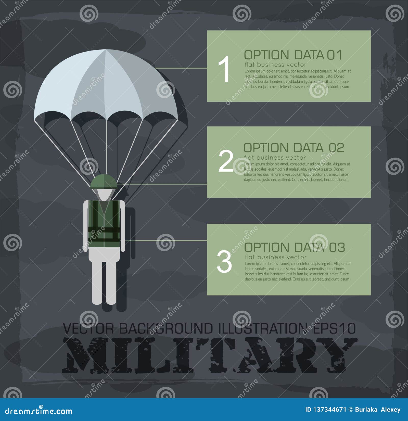 Paratrooper Military Infographics Background. Cartoon Vector ...