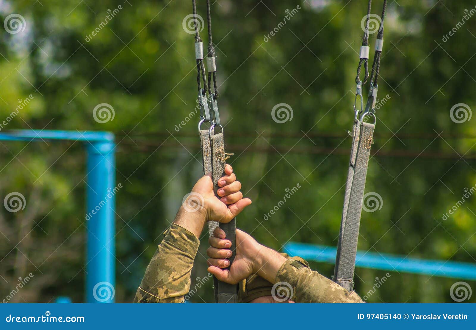 Paratrooper Training Jump from Parachute Stock Photo - Image of group ...