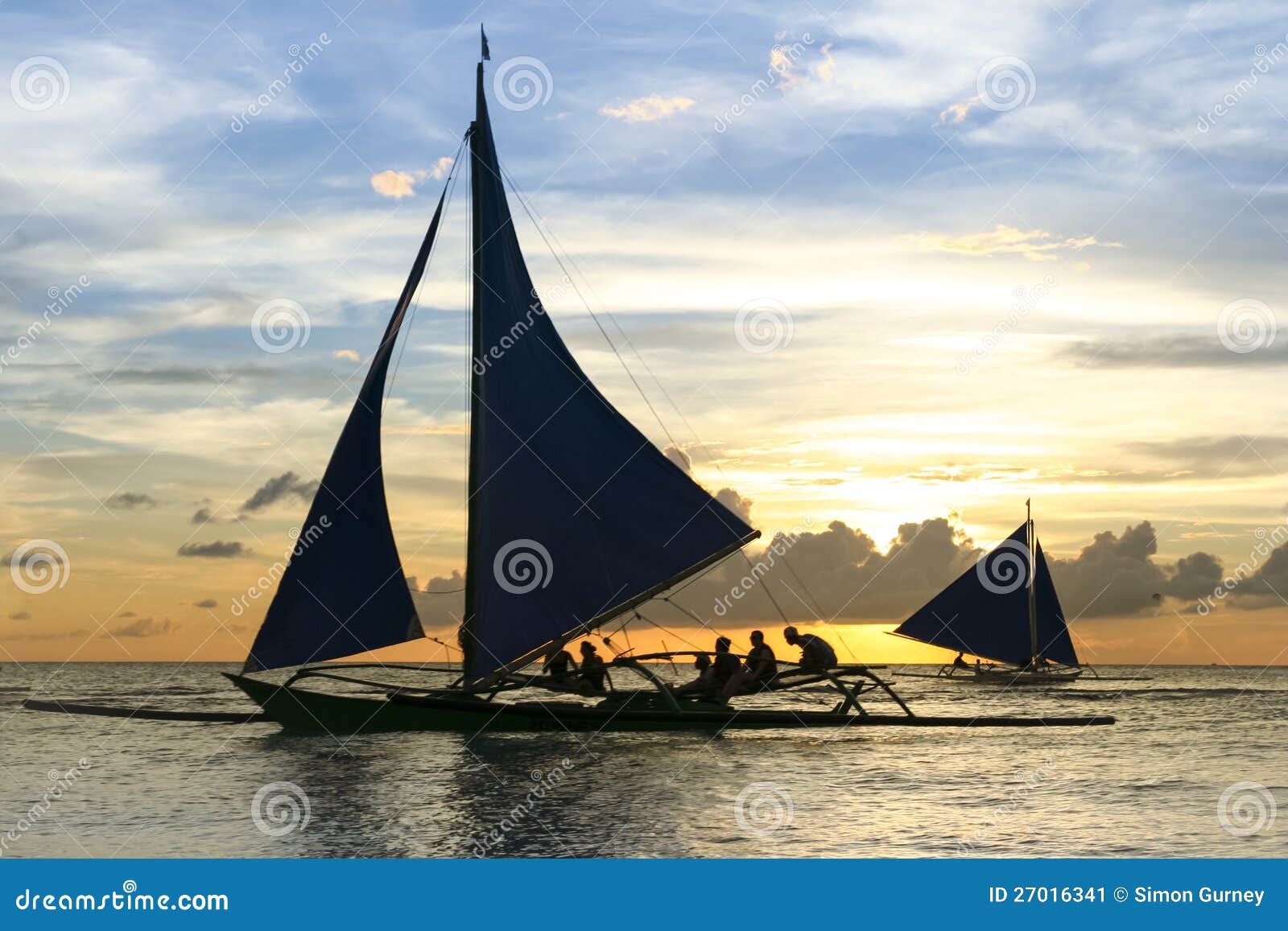 Paraw Outrigger Sunset Tour Boracay Philippines Royalty-Free Stock ...