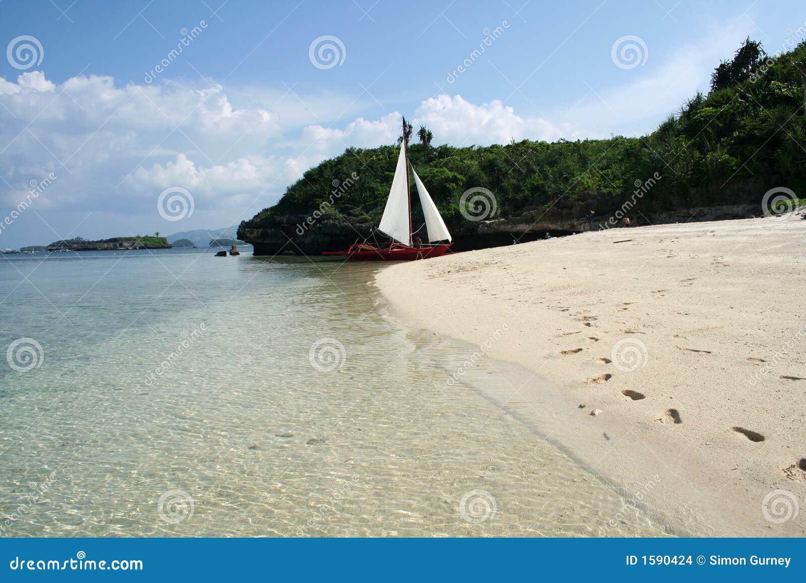 Paraw Sailboat Beautiful Boracay Beach Philippines Stock Photo - Image ...