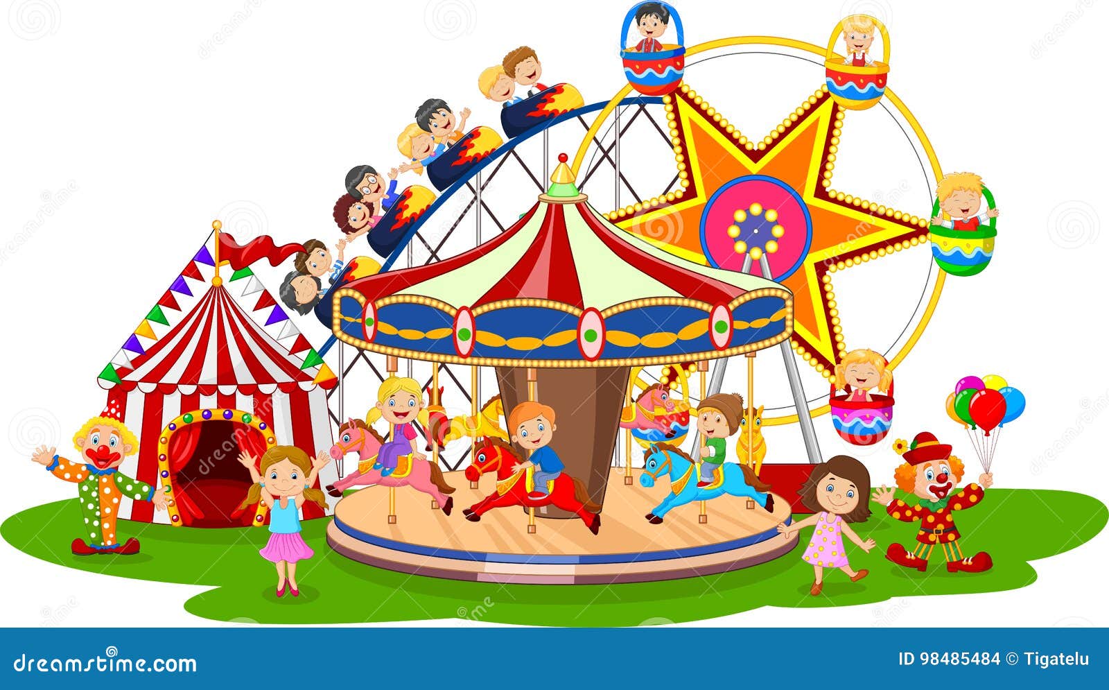 Parc D'attractions De Carton Illustration de Vecteur - Illustration du ...