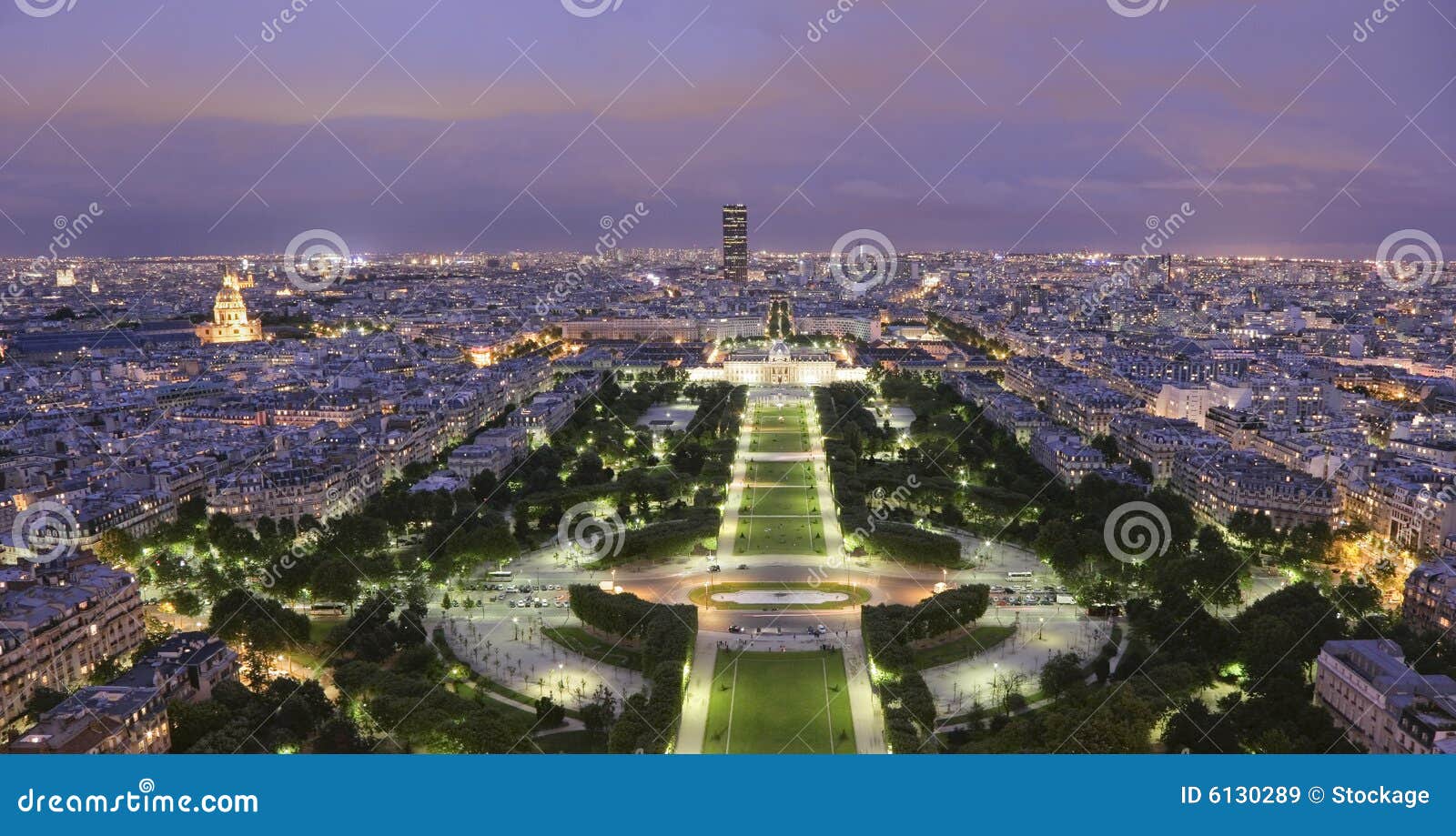 Parc Du Champ De Mars at Twilight Stock Image - Image of aerial, champs ...