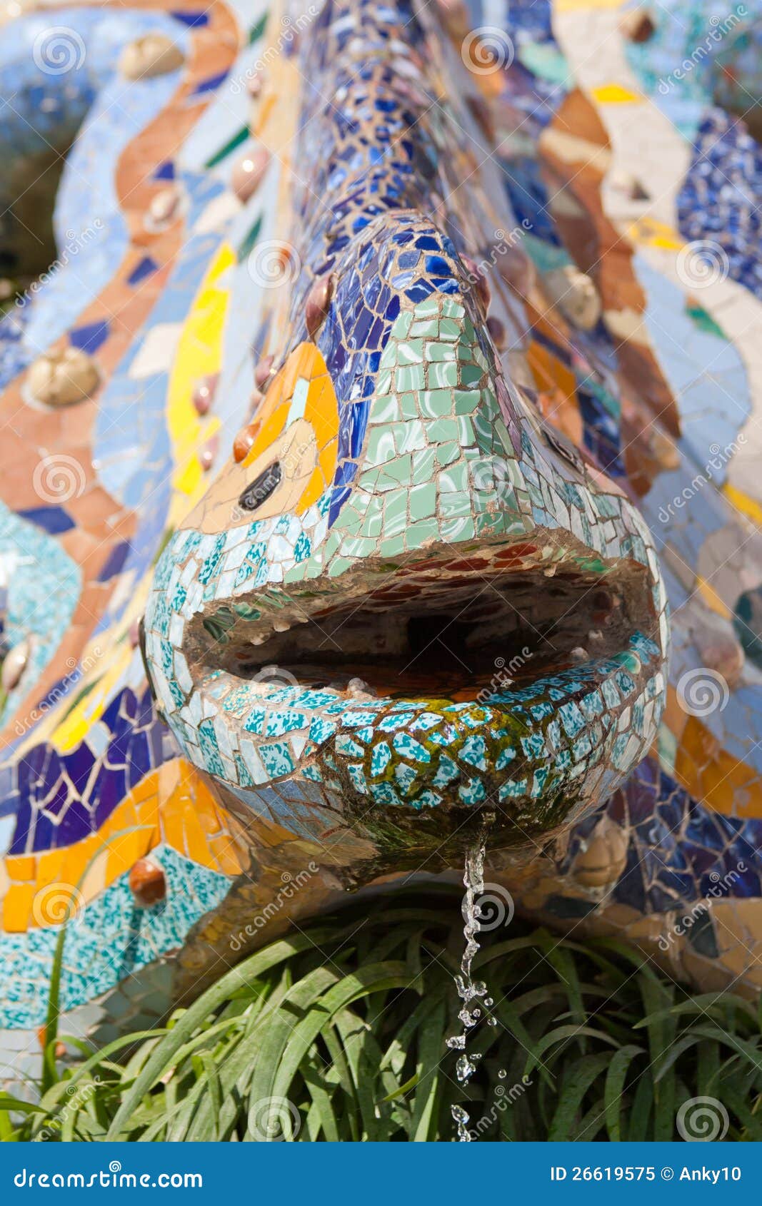 Parc Guell Mosaic Salamander Editorial Image - Image of aerial ...