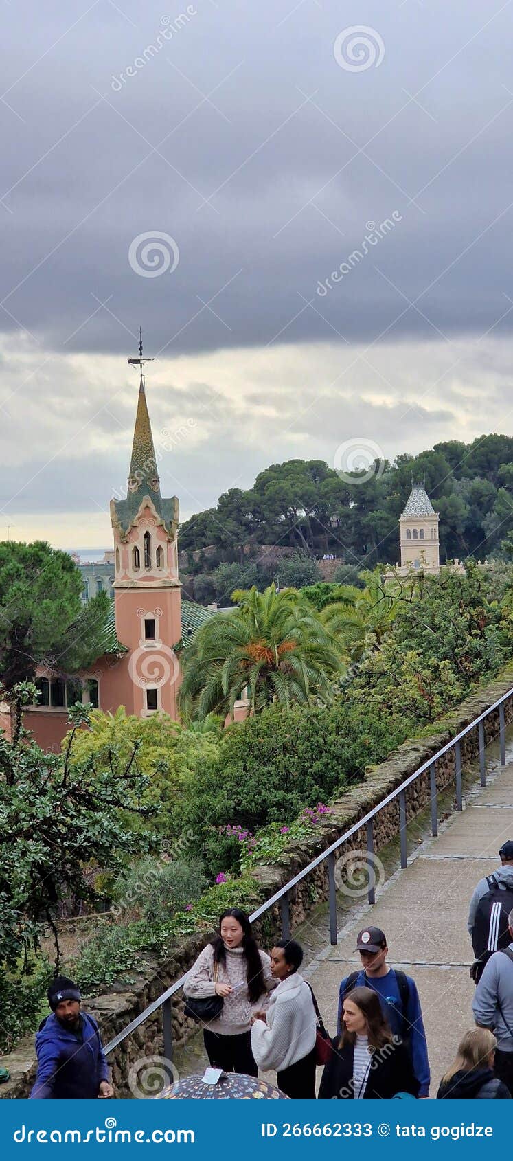 Parc Guell ,Spanish, Rain in the Park Editorial Stock Photo - Image of ...
