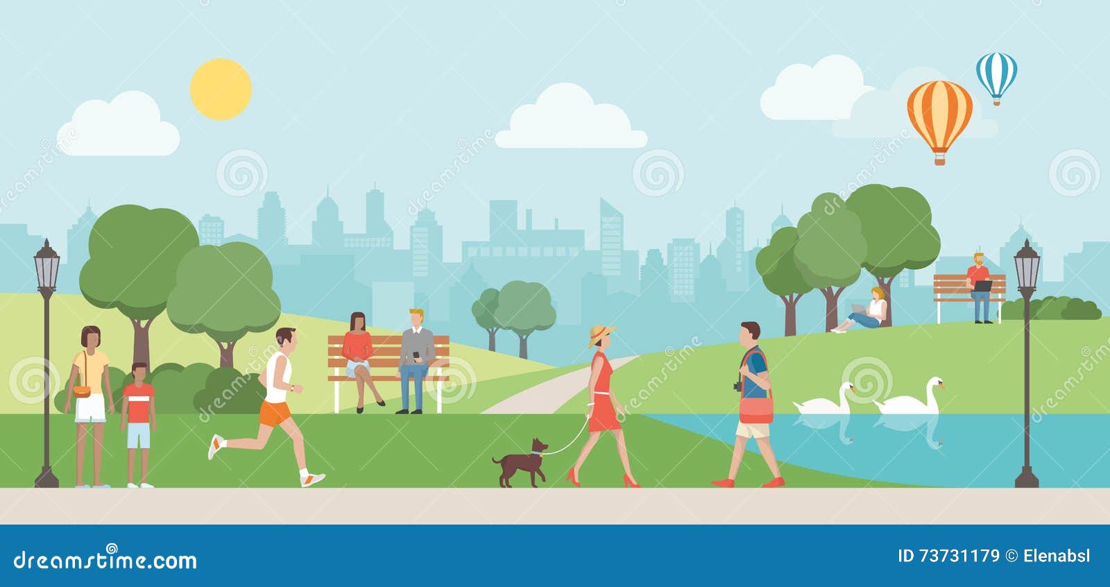 Parc urbain illustration de vecteur. Illustration du ville - 73731179