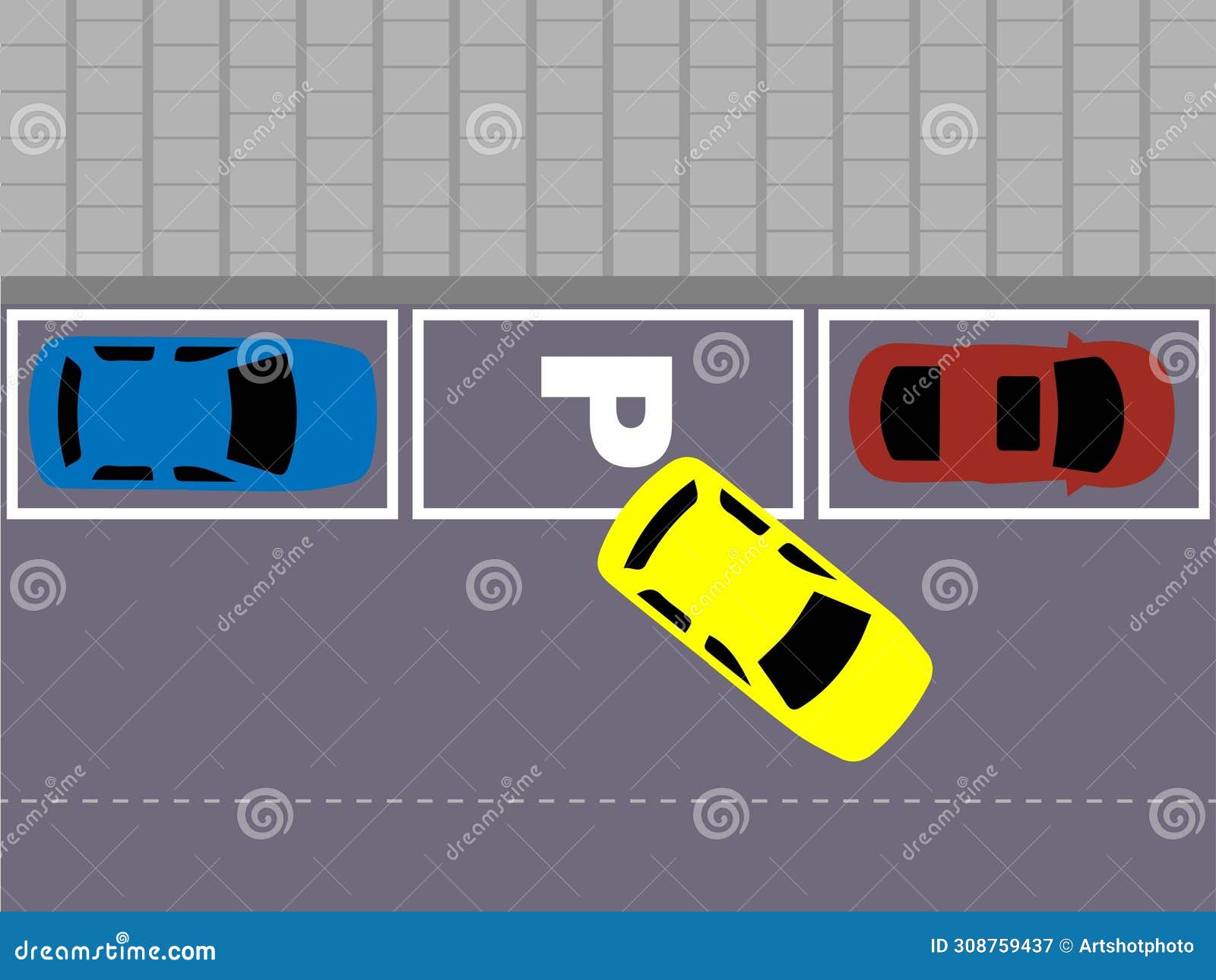 Parallel Parking Example with a Yellow Car Stock Vector - Illustration ...