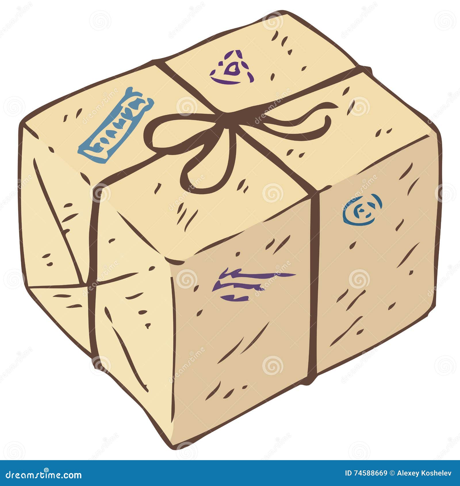 Parcel Box with Stamps stock vector. Illustration of string - 74588669