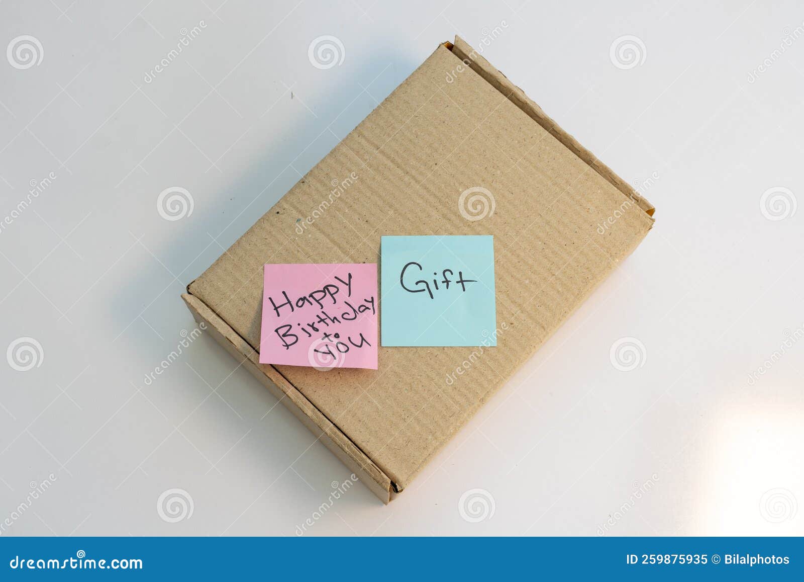 Parcel Box with a Text Note of Happy Birthday and Gift Stock Image ...