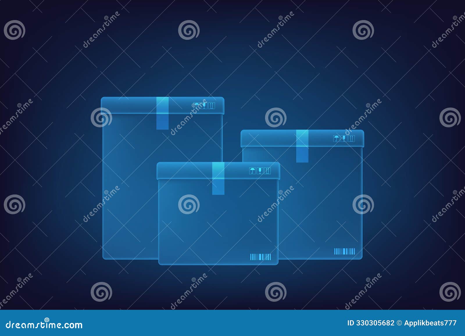 Parcel Box Transparency on Blue Background. Vector Illustration Stock ...