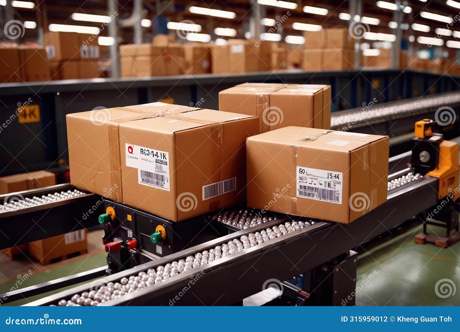 Parcel Boxes on Conveyor Belt in Product Sorting and Shipping Facility ...
