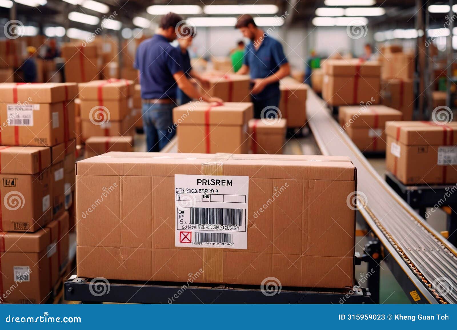 Parcel Boxes on Conveyor Belt in Product Sorting and Shipping Facility ...