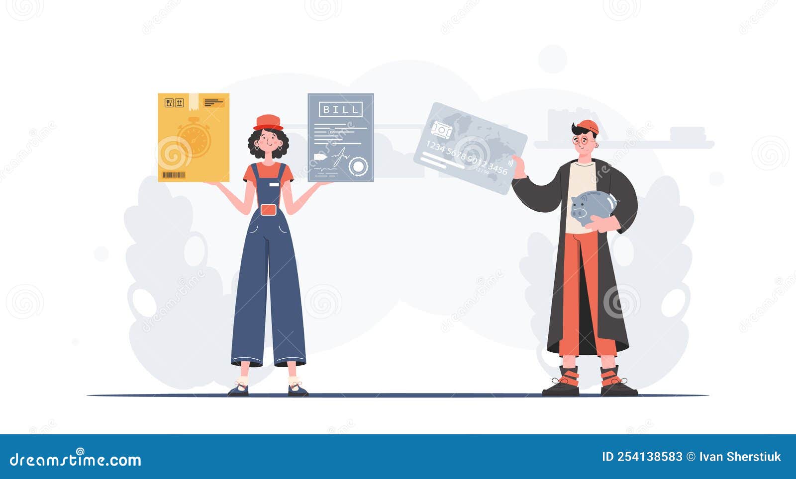 Parcel Delivery Concept. Cartoon Style. Vector Illustration. Stock ...