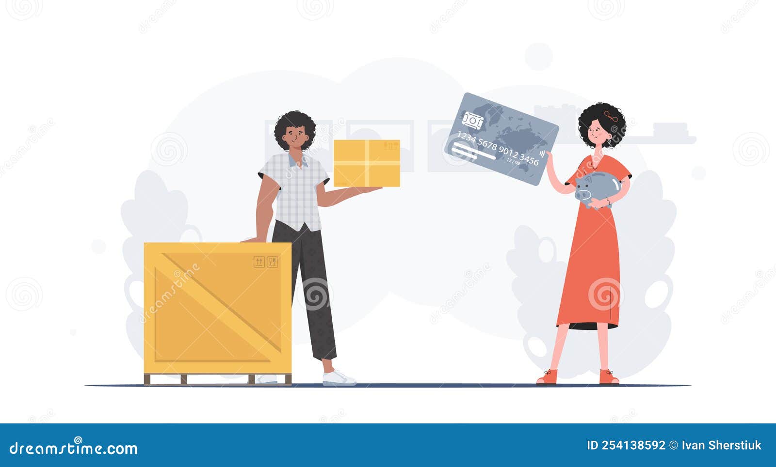 Parcel Delivery Concept. Cartoon Style. Vector. Stock Illustration ...