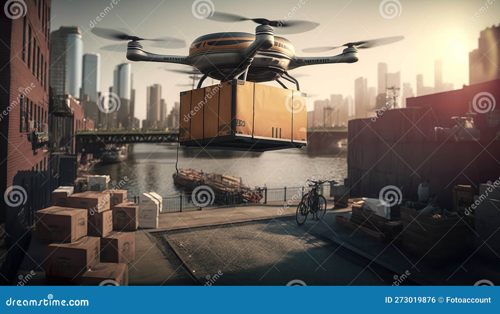 Parcel Delivery Concept with Flying Drone in Urban Area - Generative AI ... Parcel Delivery Concept with Flying Drone in Urban Area - Generative AI ...